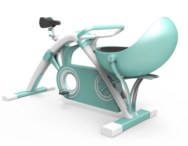Spinning Together: Baby Cradle and Static Exercise Bike in One - 普象网