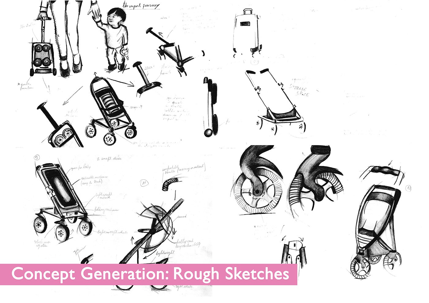 Stroller Embodiment Design - Sketches and Rendering - 普象网