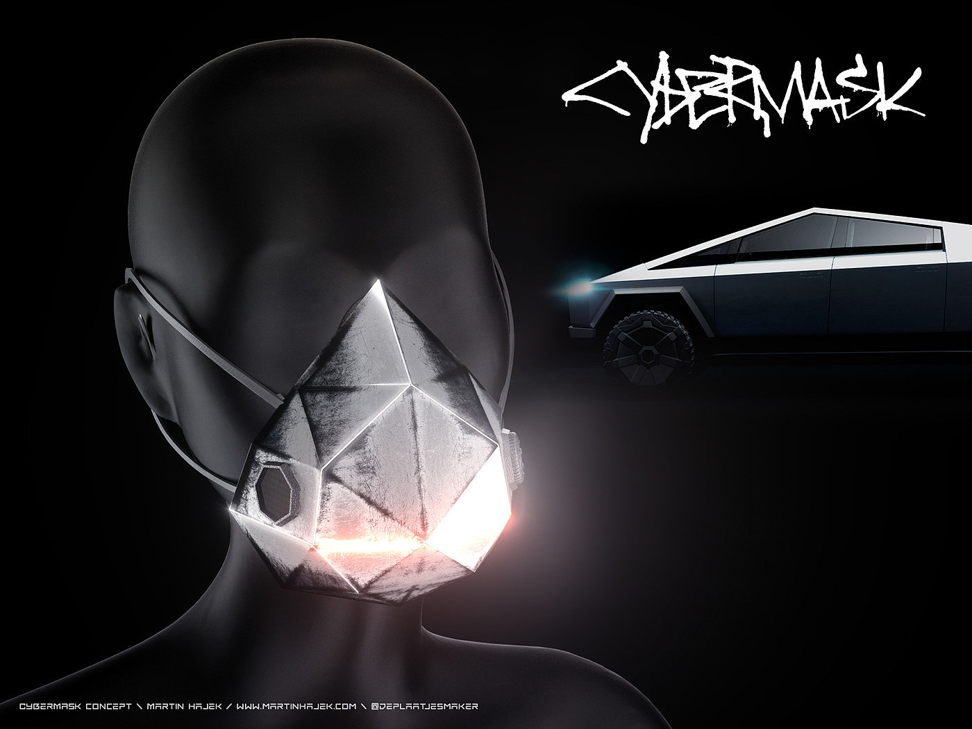 Tesla Cybertruck inspired face mask concept - 普象网