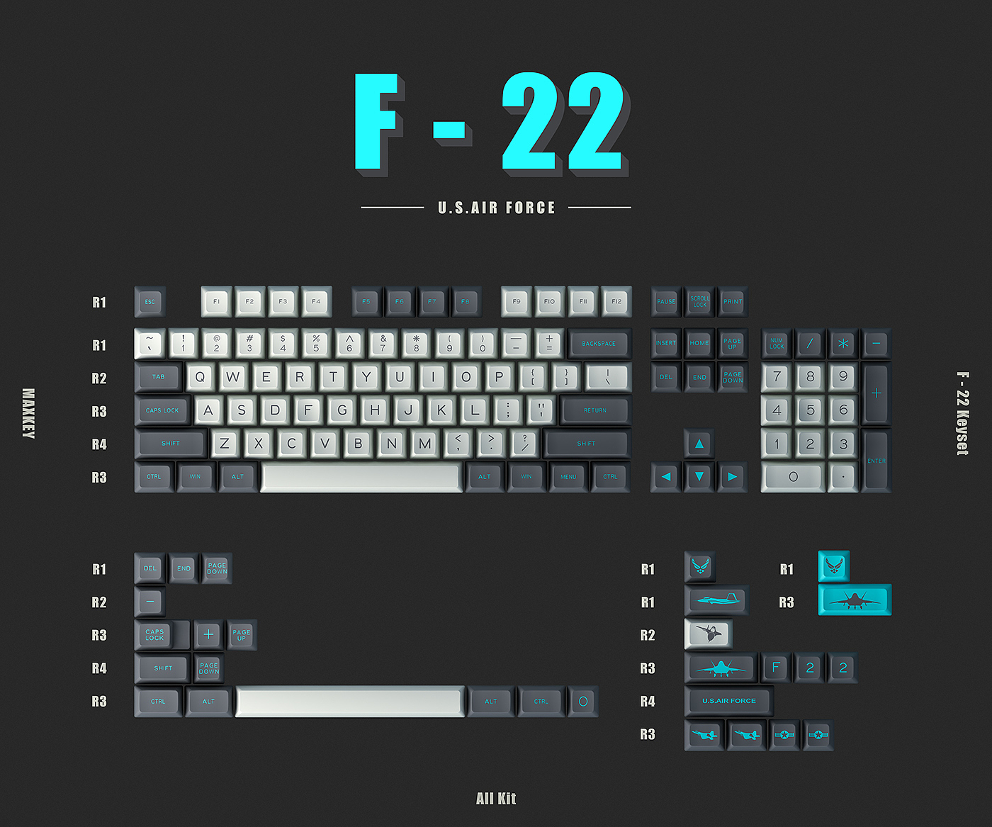 U.S.AIR FORCE F22-Mechanical keyboard/keyset design - 普象网