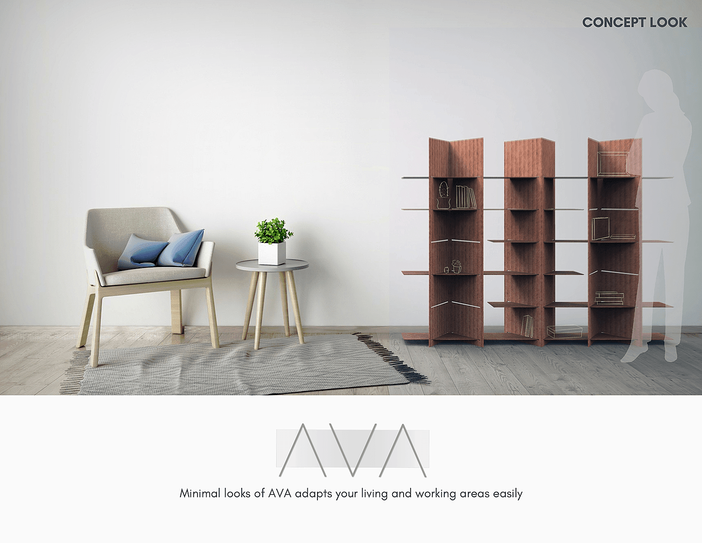 AVA - Cardboard Bookshelf Design - 普象网