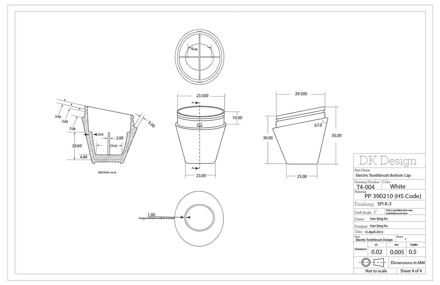 Technical Drawing of Electric Toothbrush - 普象网