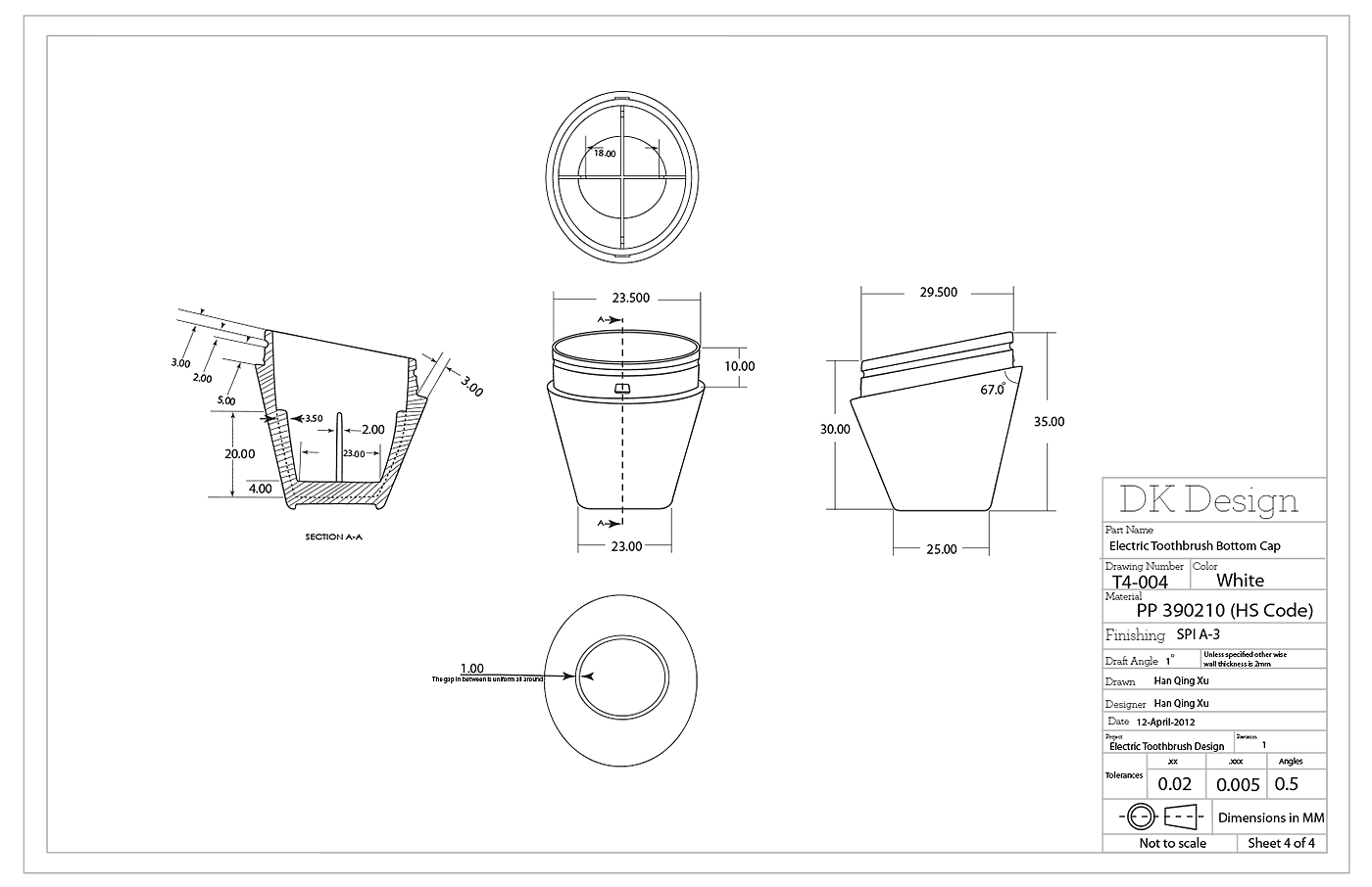 Technical Drawing of Electric Toothbrush - 普象网