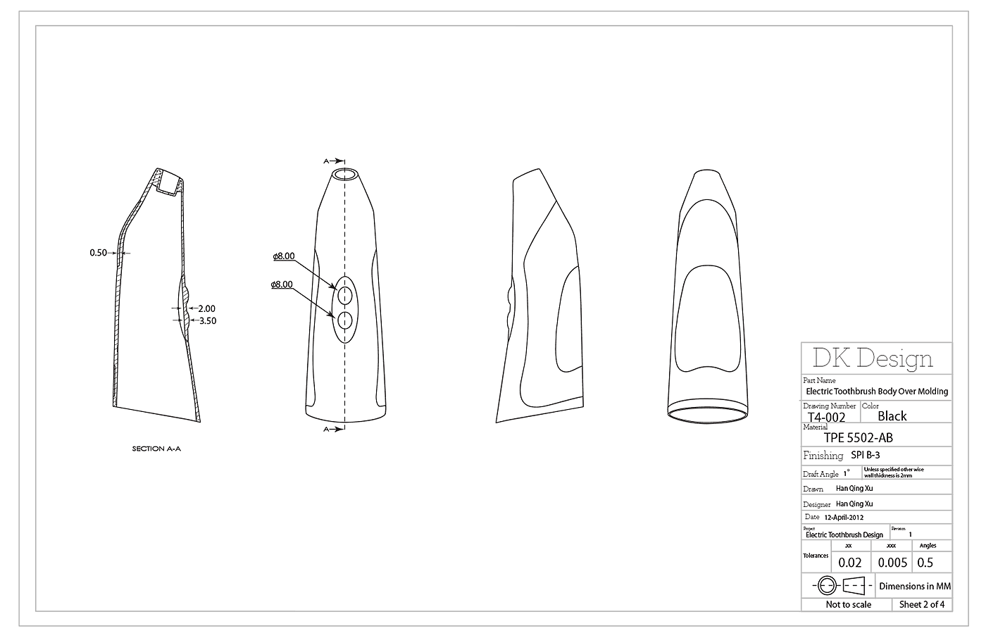 Technical Drawing of Electric Toothbrush - 普象网