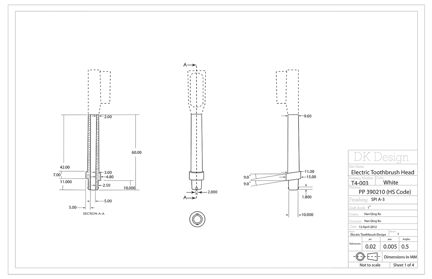 Technical Drawing of Electric Toothbrush - 普象网
