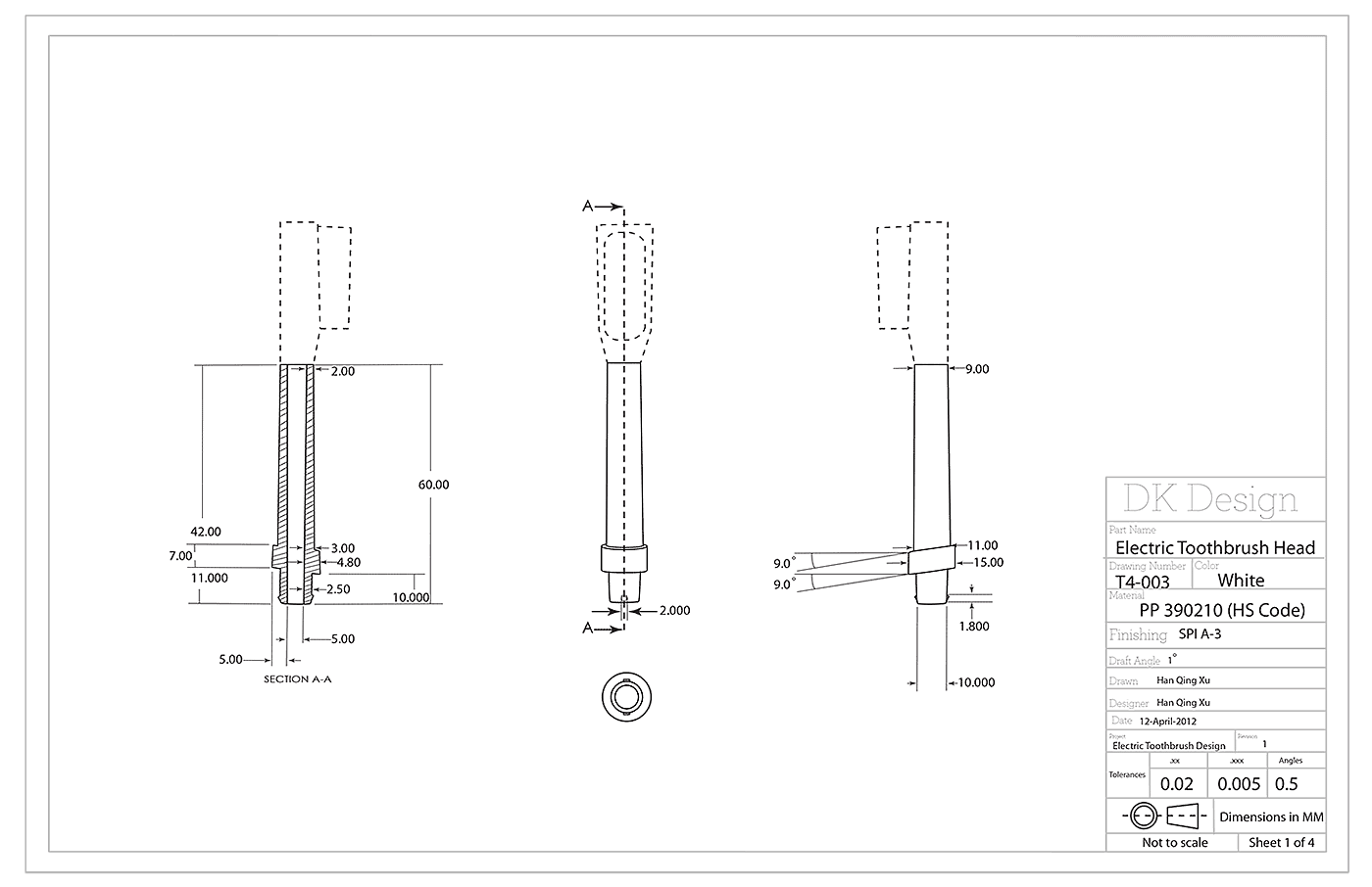 Technical Drawing of Electric Toothbrush - 普象网
