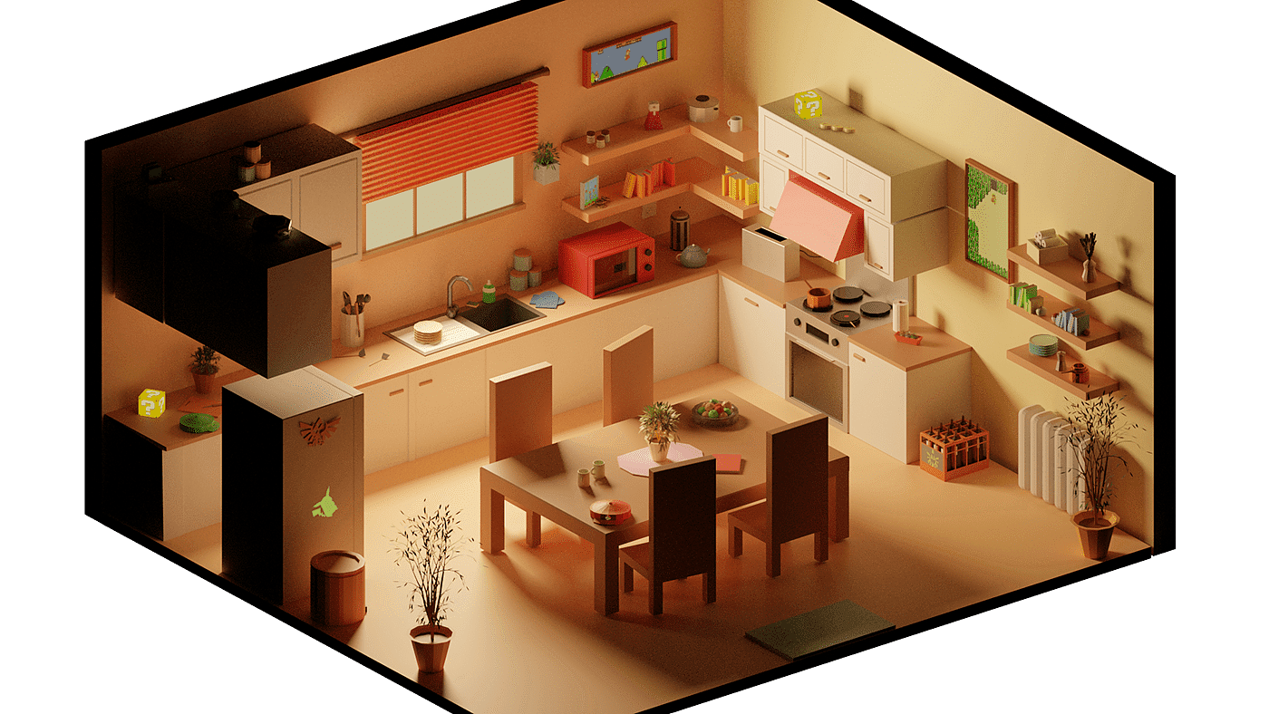The Kitchen _ Low Poly Pokemon House - 普象网