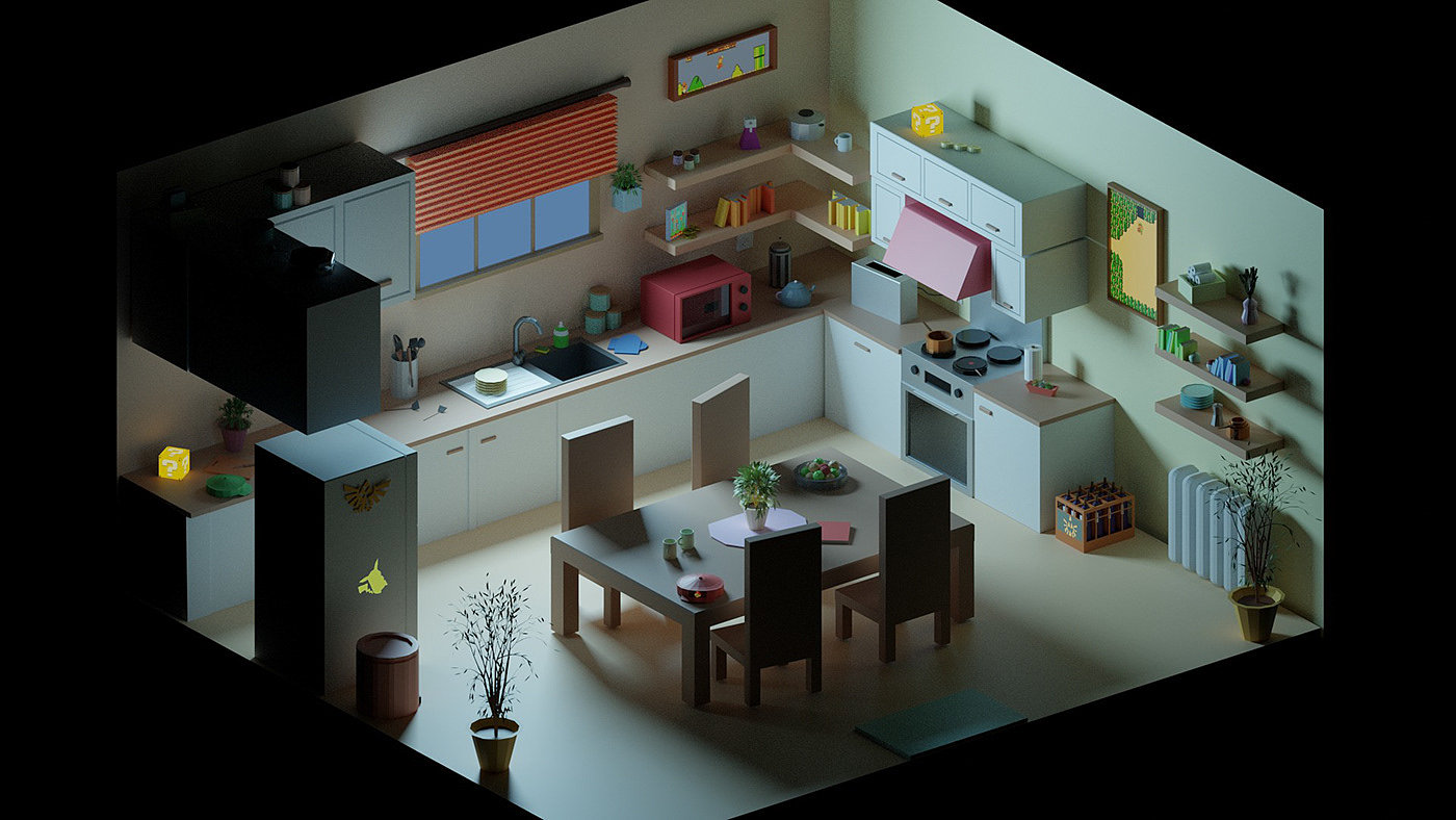 The Kitchen _ Low Poly Pokemon House - 普象网