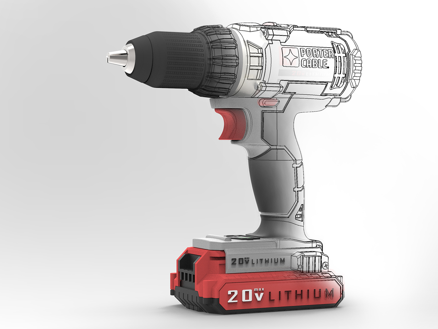 CAD and Rendering Project: Porter Cable Drill - 普象网