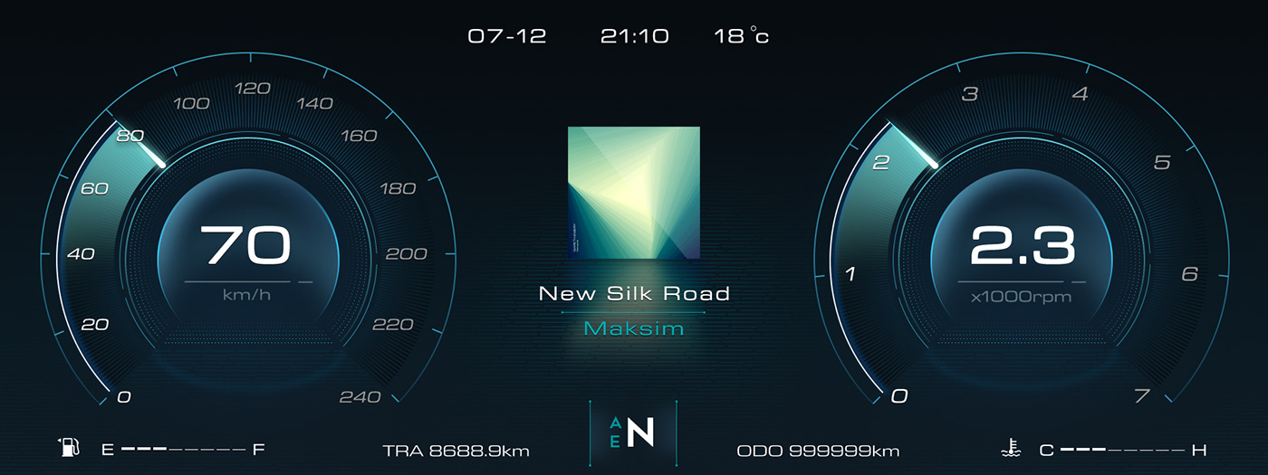 Simple and fashionable style car dashboard design - 普象网