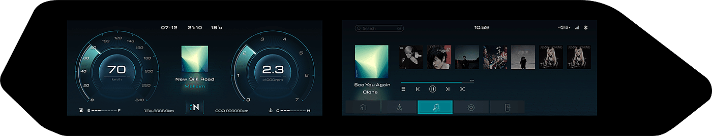Simple and fashionable style car dashboard design - 普象网
