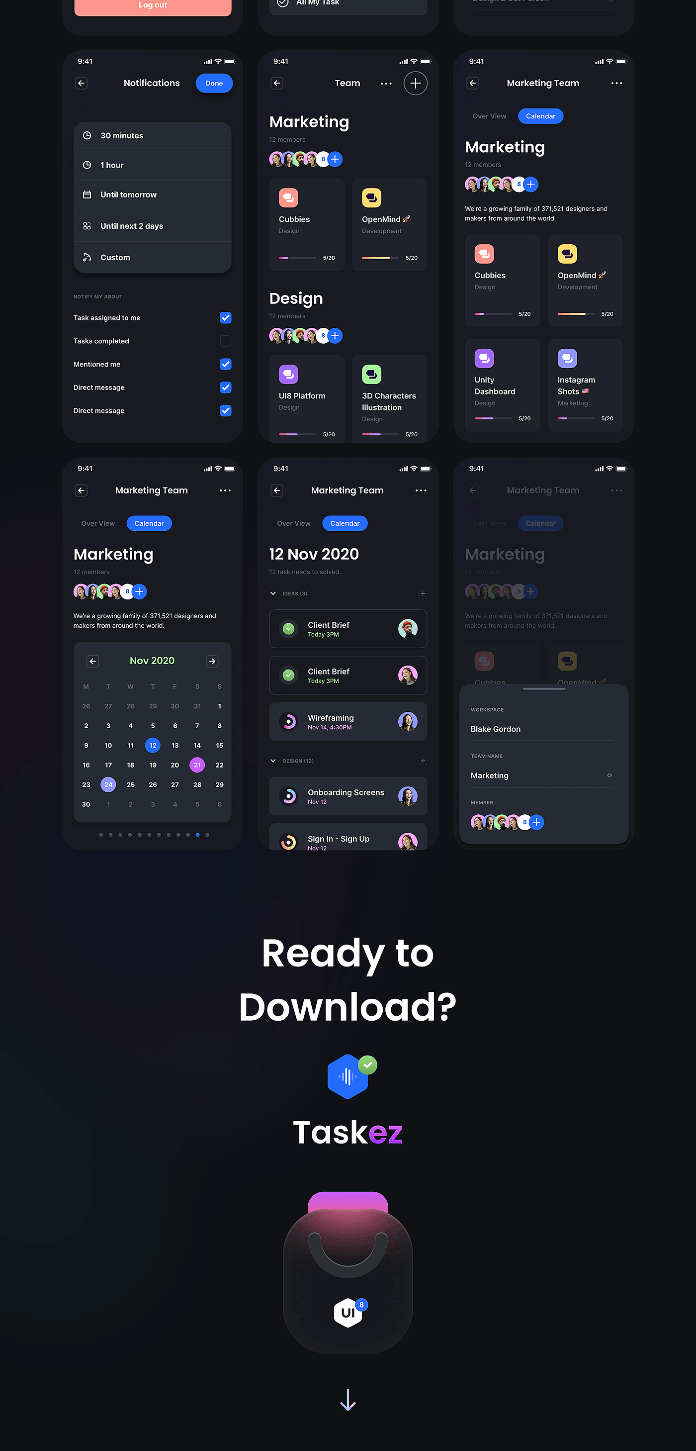 TaskEz: Productivity App iOS UI Kit - 普象网