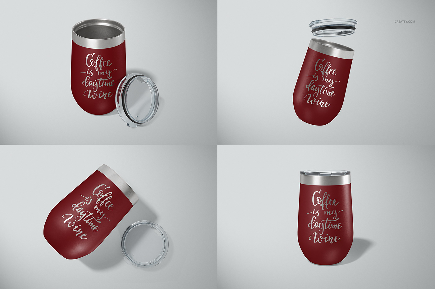 16oz Stemless Wine Cup Mockup Set - 普象网