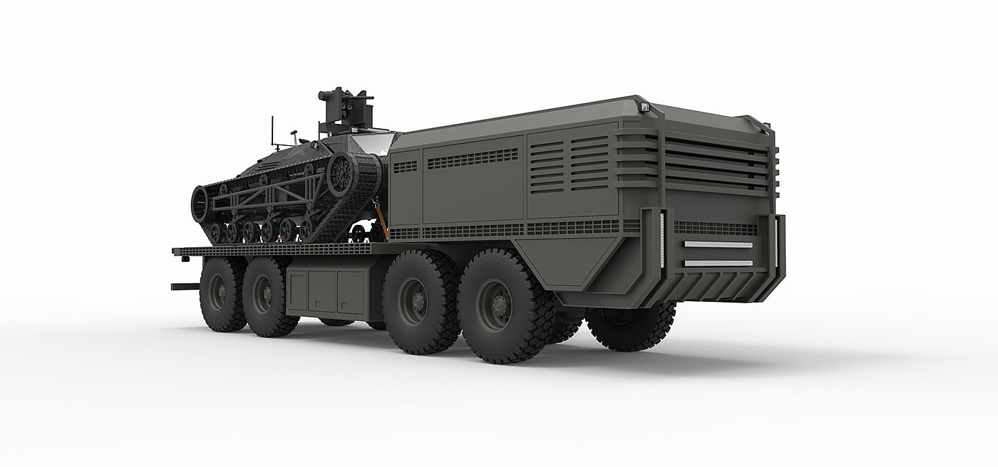 Military truck with Ripsaw tracked vehicle - 普象网