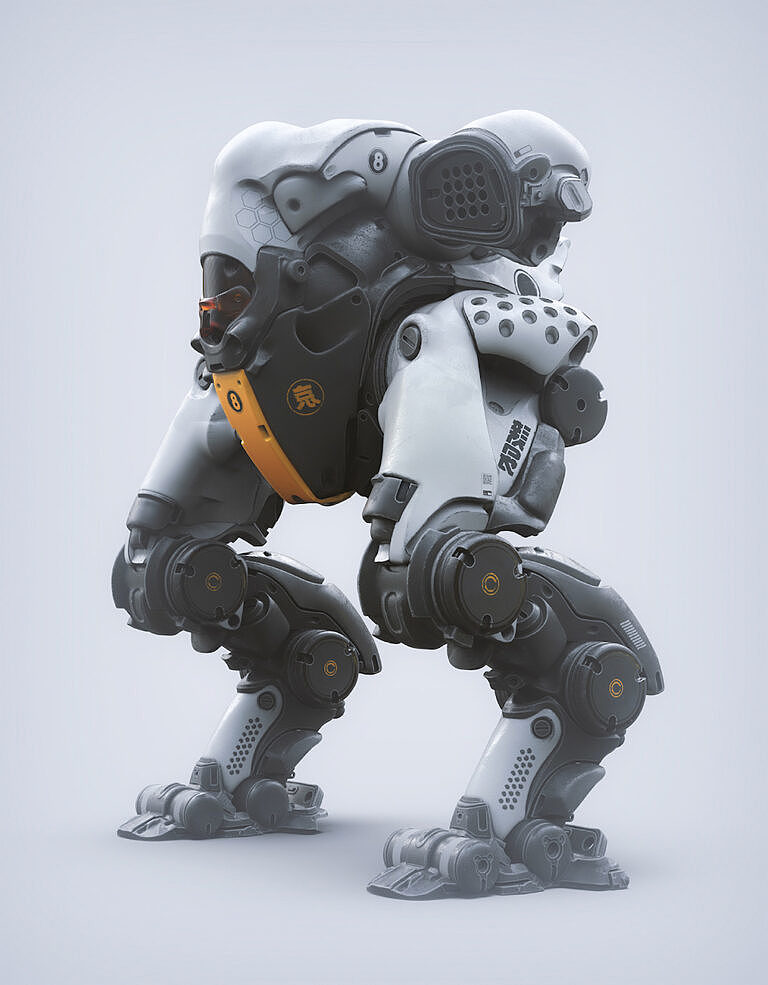 Color Accent High Contrast Matte Mechanical piston Rendering / CGI ...