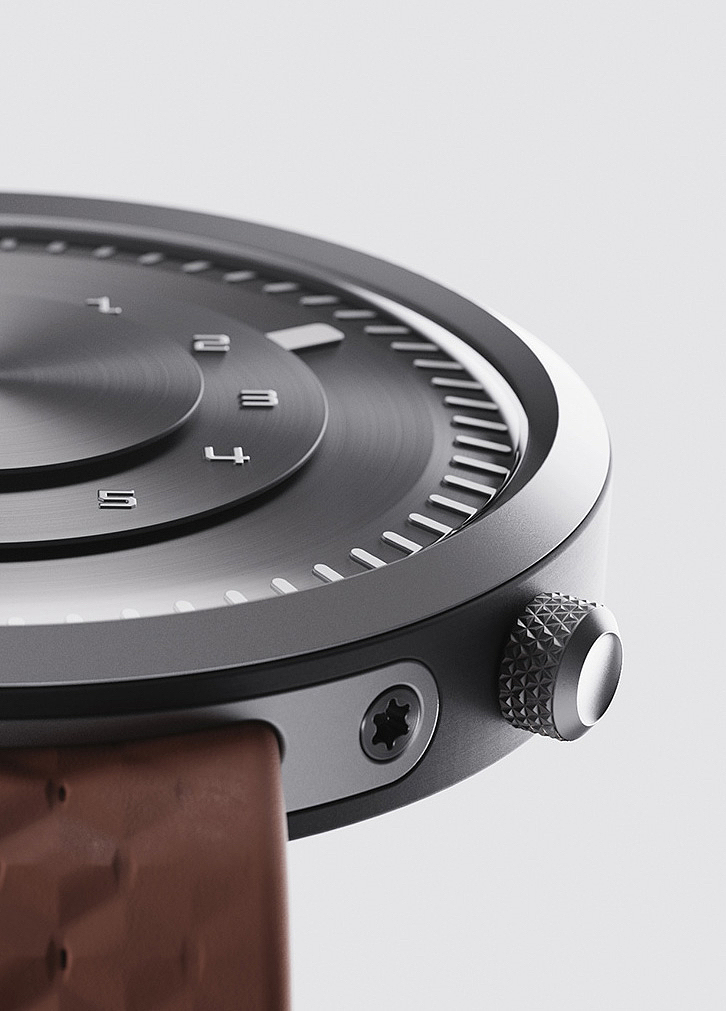 Black Brown Buttons High Contrast Knurling Leather Material Break Metal ...