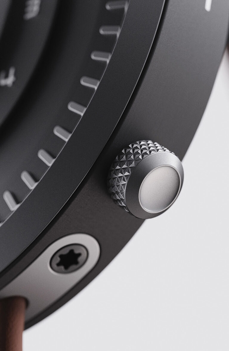 Black Brown Buttons High Contrast Knurling Leather Material Break Metal ...