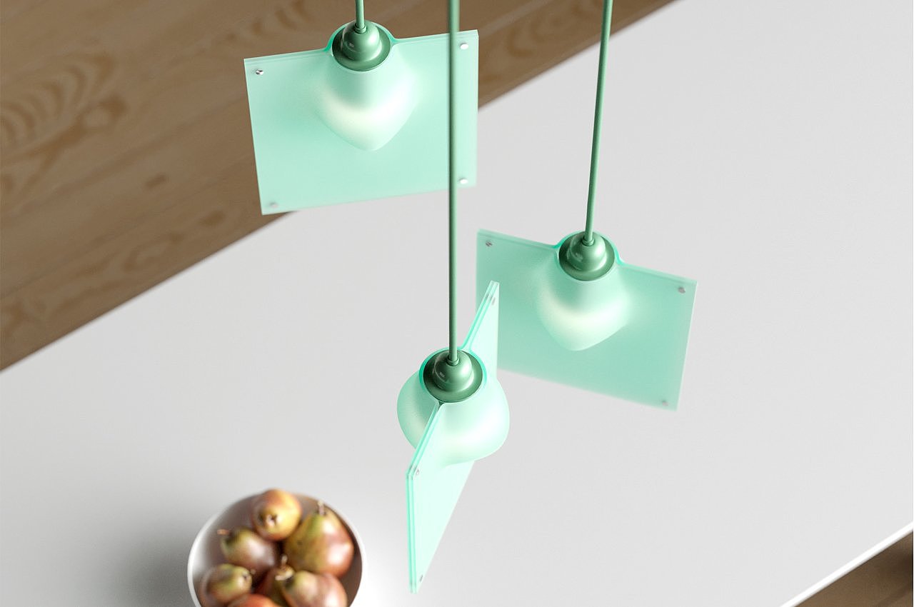 Pendant lamp sees light bulb enveloped by plexiglass - 普象网