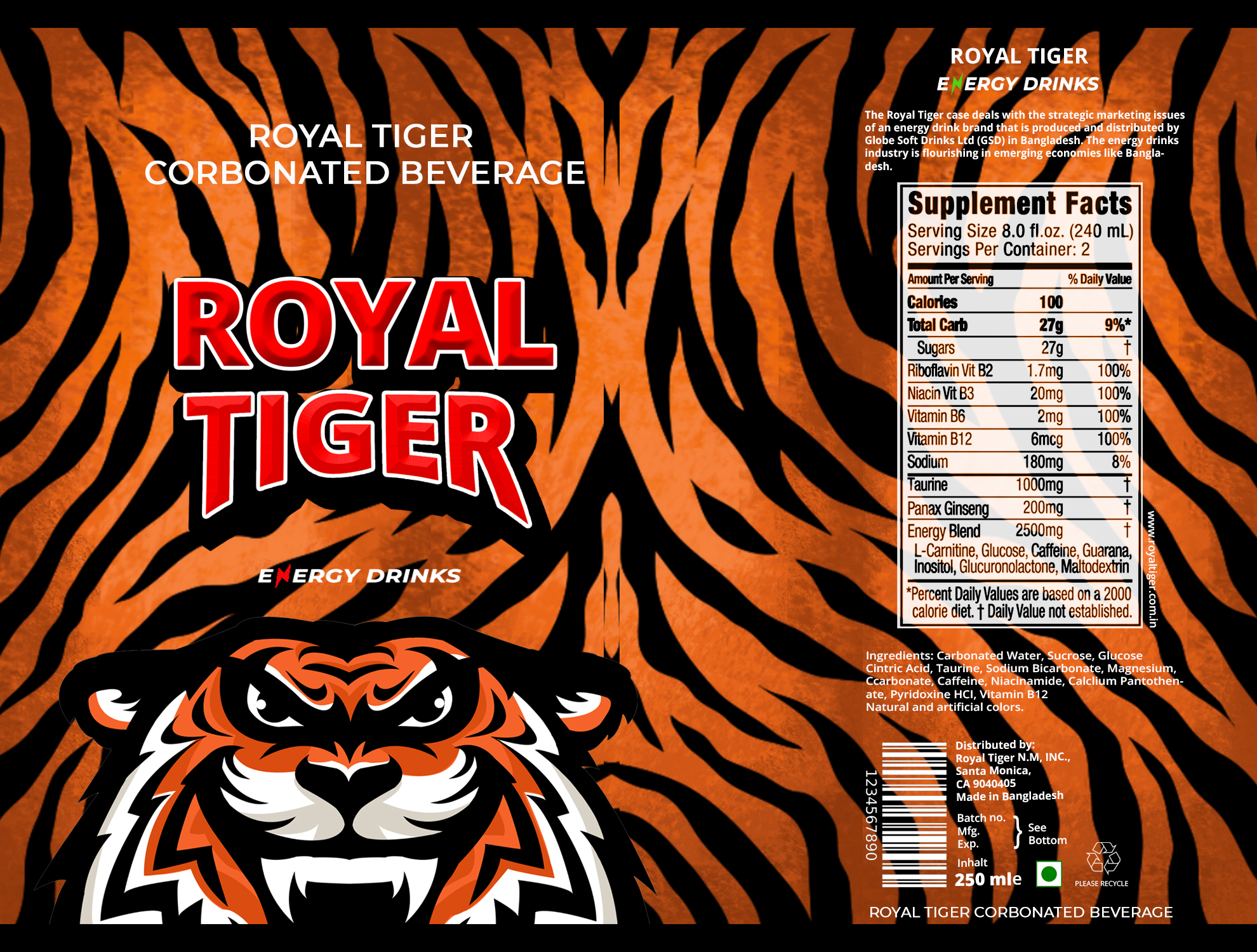 Label Design for Royal Tiger energy Drinks - 普象网