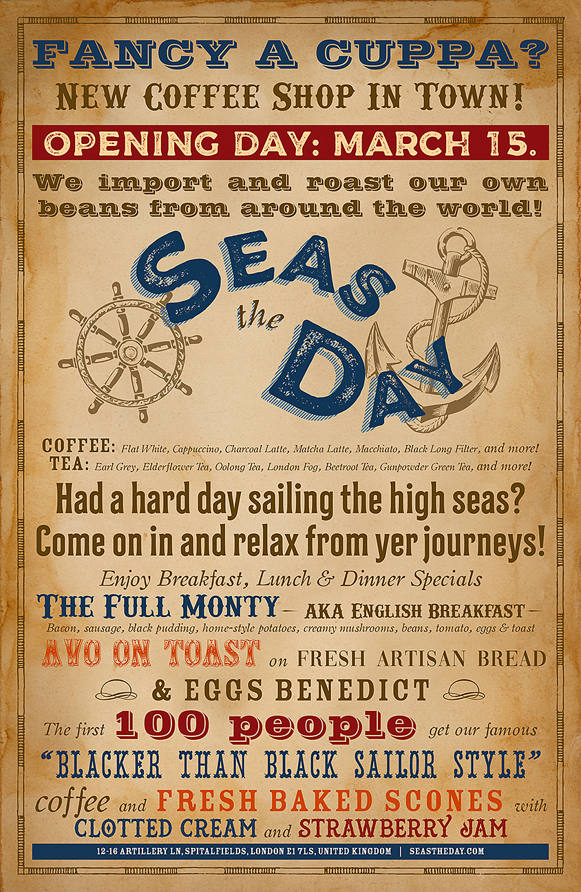 Seas the Day Coffee Shop Grand Opening Poster - 普象网