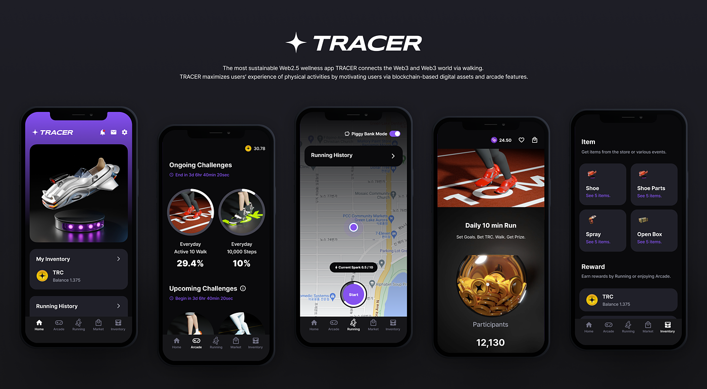 【2023年 iF设计奖】TRACER - Web3-based Exercise Motivation App - 普象网