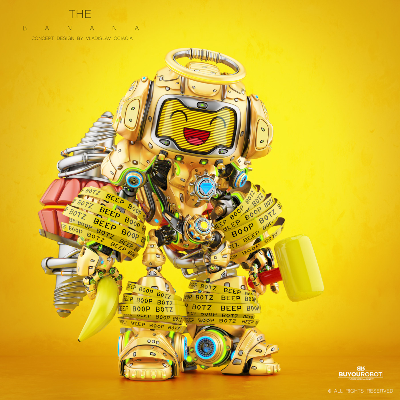 酷酷的Banana bot机器人，造型呆萌又可爱~ - 普象网