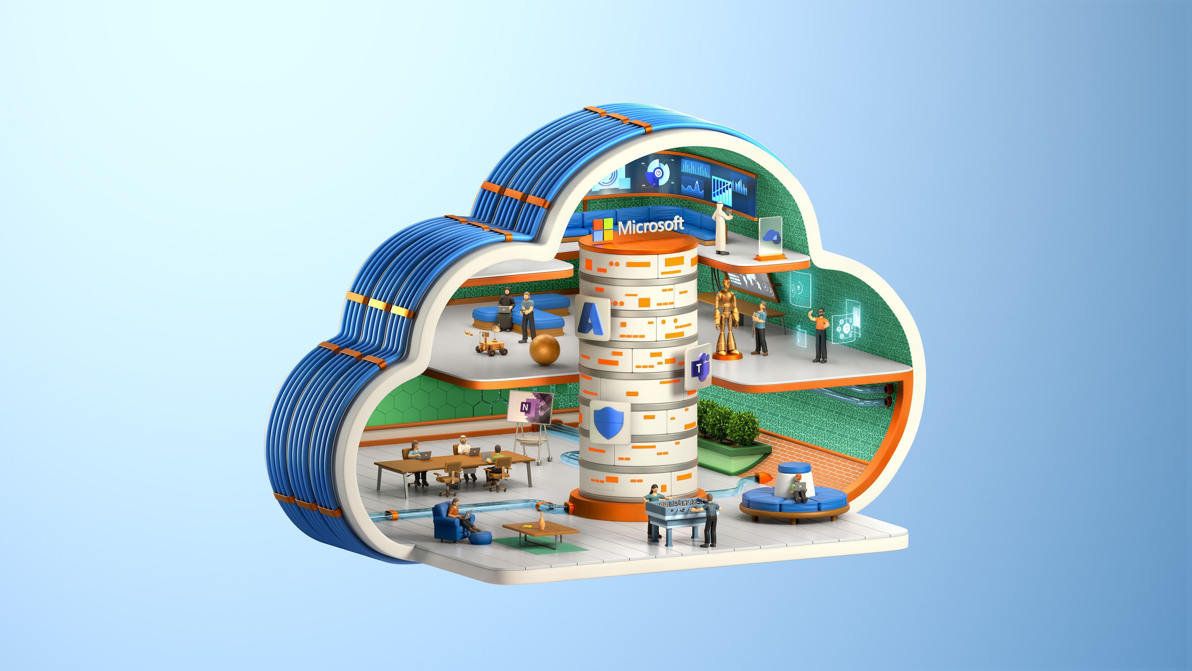 Microsoft // azure动画卡通人物艺术设计！ - 普象网