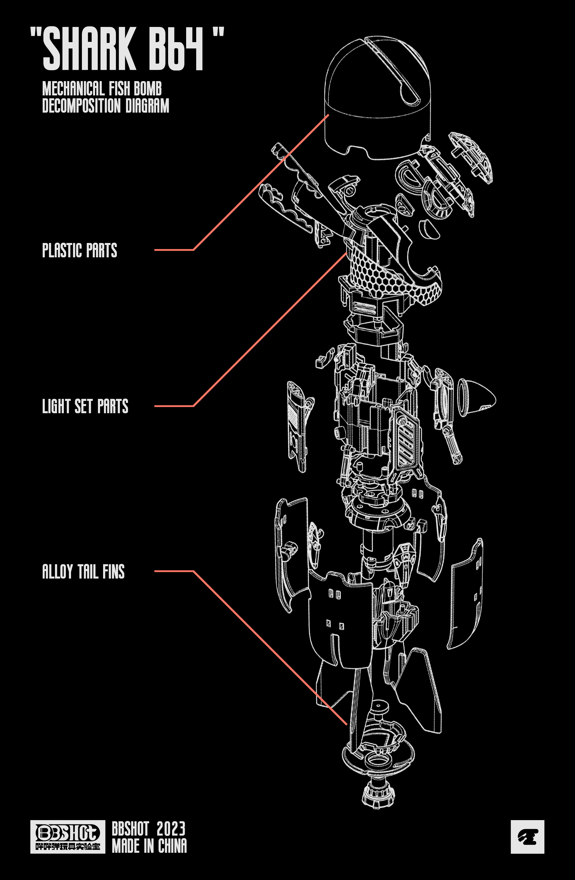 [拼装玩具]Shark B64 机械鱼弹 - 普象网