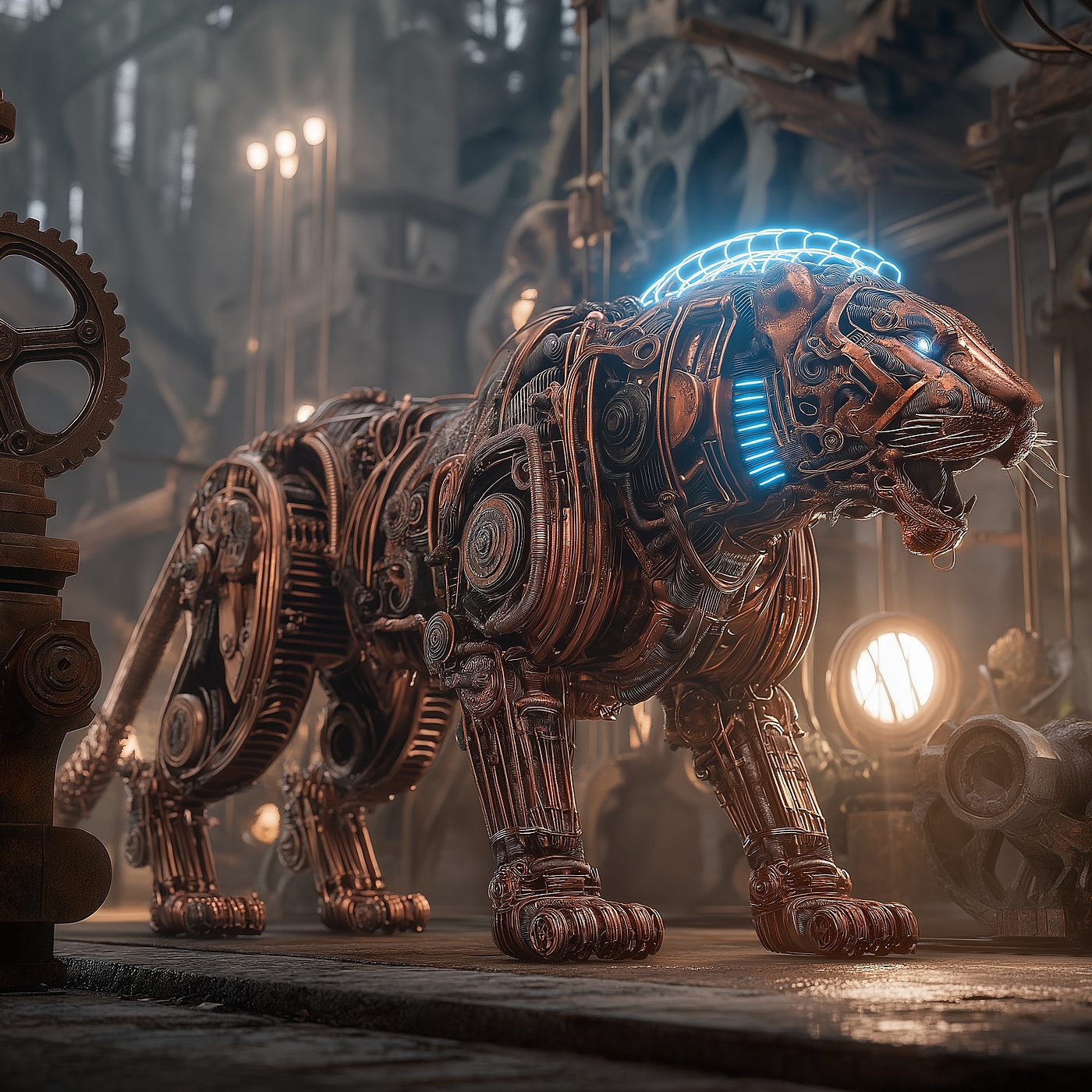 Steampunk Mechanical Lion: Steel and Retro Wild Rhapsody - PUXIANG