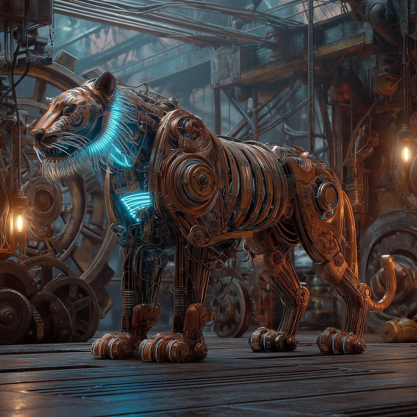 Steampunk Mechanical Lion: Steel and Retro Wild Rhapsody - PUXIANG