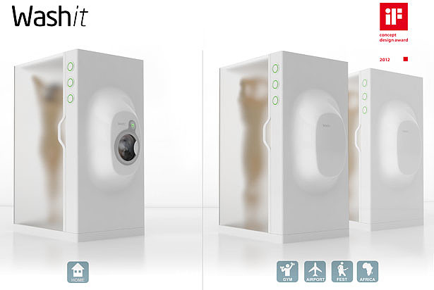 Washit : A Shower Cabinet and Small Washing Machine In One - 普象网